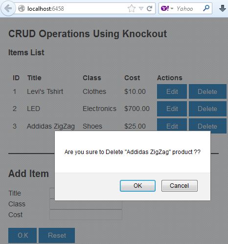 CRUD Operations Using Knockout in MVC Application: Part 2